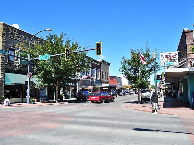 Centralia's historic buildings stand proudly under that impossibly blue Washington sky. Like a movie set for "The Most Affordable Small Town in America"!
