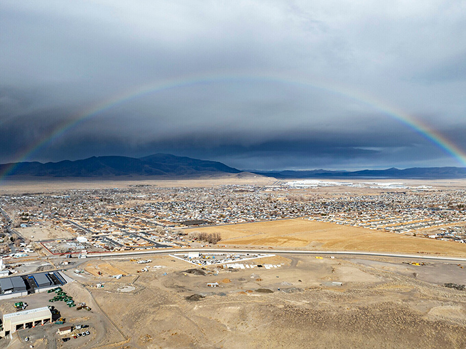 A rainbow arches over Fernley like nature's own welcome sign. No pot of gold, but affordable housing is the real treasure.