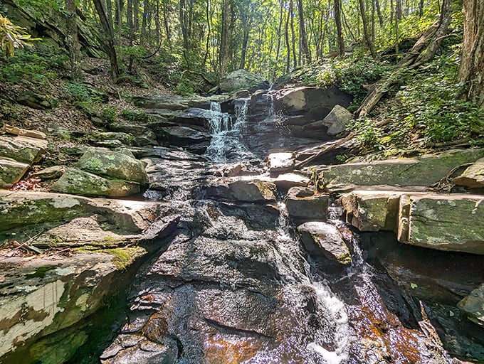 The mountain vista stretches to forever from Fort Mountain's peak, where three states meet under an endless blue canopy.