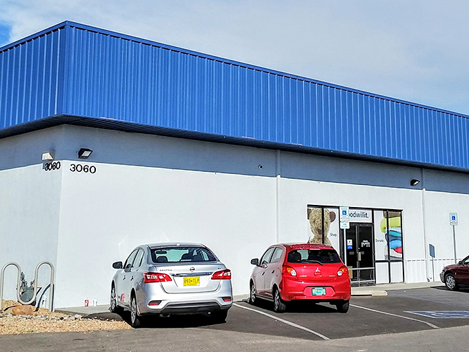 Blue roof, big possibilities. Santa Fe's Goodwill might look plain from the parking lot, but inside it's a treasure chest of upscale donations.