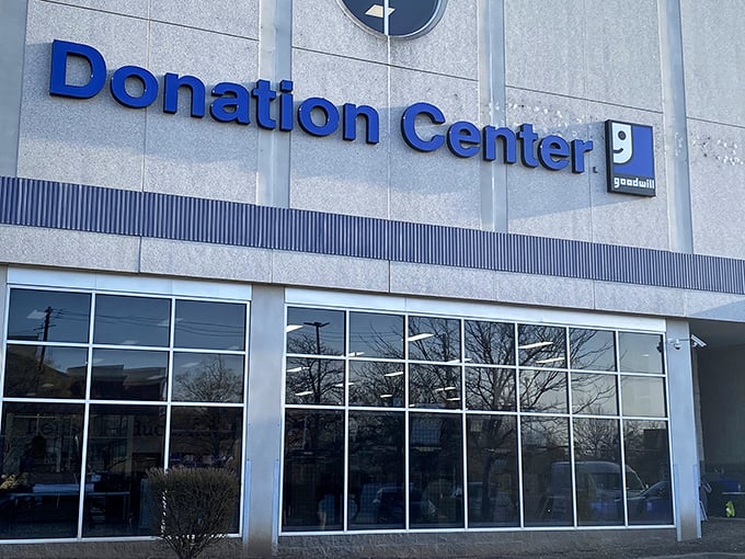 The "Donation Center" sign might as well read "Treasure Pipeline"&mdash;this is where the magic begins before hitting the sales floor.