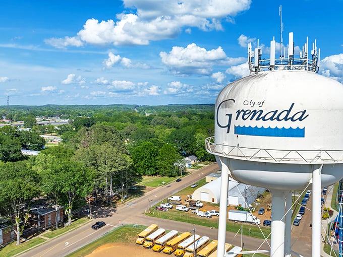 Grenada's iconic water tower stands sentinel over this affordable retirement haven, where your dollar stretches further.