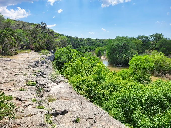 The Guadalupe River winds through limestone bluffs, creating a green oasis in the heart of the Texas Hill Country.