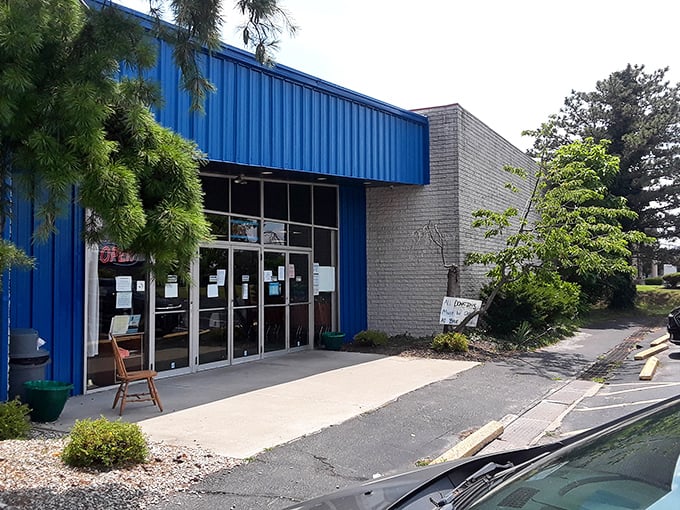 Same blue building, different day&mdash;the ReStore's ever-changing inventory makes every visit a new adventure.