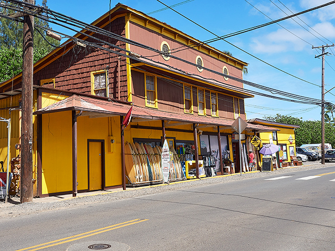 Haleiwa's colorful storefronts offer a perfect blend of surf culture and small-town Hawaiian charm.