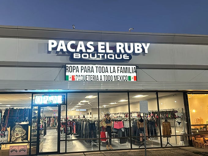El Ruby Boutique welcomes shoppers with bright lights and racks of possibilities for the whole family.