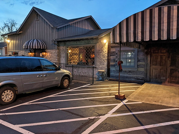 Evening transforms this unassuming building into a cozy haven. Inside, steaks sizzle while regulars exchange knowing nods.