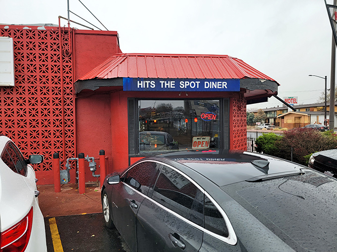 Rain or shine, this crimson beacon of breakfast beckons with the promise of hash browns crispy enough to make you weep with joy.