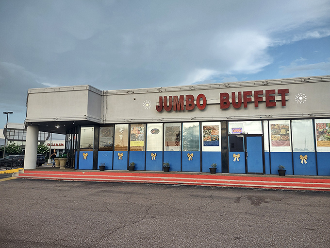Rain or shine, Jumbo Buffet's entrance welcomes you to a world where plates are meant to be piled high.