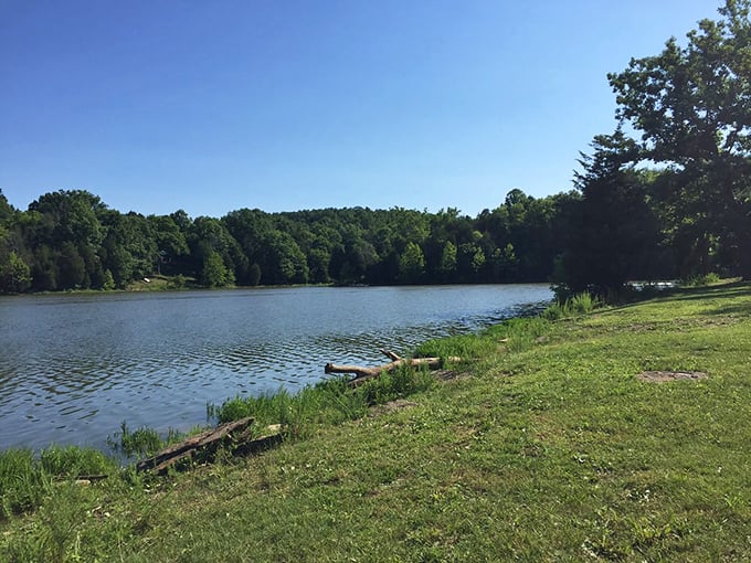 A perfect fishing spot awaits at Kincaid Lake, where the water mirrors the sky and patience is always rewarded.