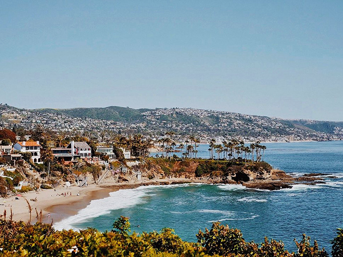 The view from Laguna's hills reveals a tapestry of blue waters, white beaches, and the artistic soul of this coastal gem.