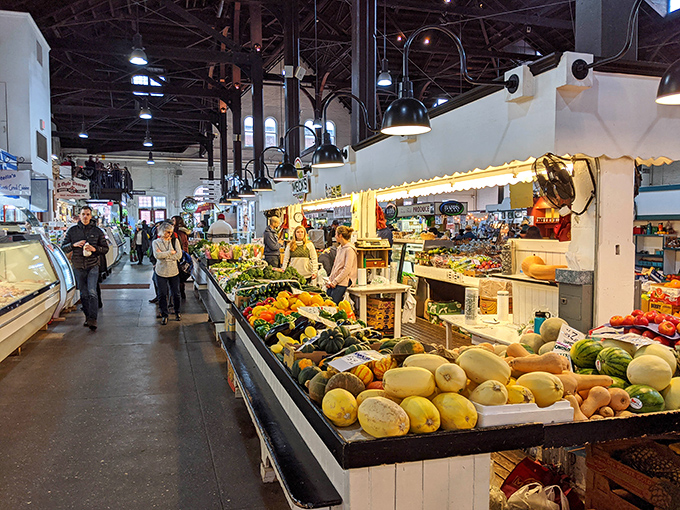 Those watermelons are practically glowing under the market lights&mdash;summer never looked so tempting and sweet.