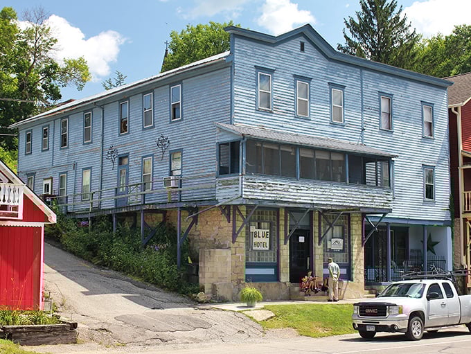 The historic Blue Hotel in Lanesboro stands as a testament to simpler times, when a good night's sleep didn't require a smartphone app.