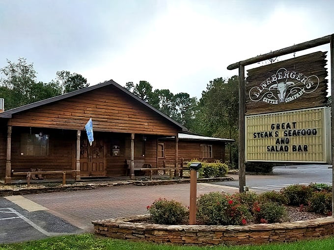 That weathered wood exterior promises authentic flavors and the kind of steaks legends are made of. 