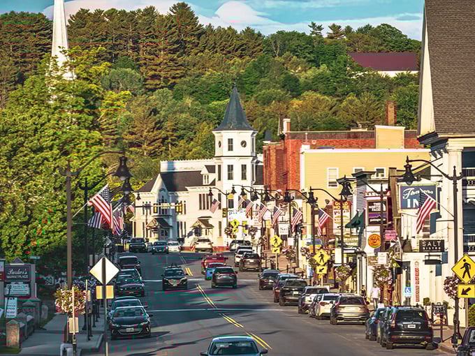 Nestled against verdant hills, Littleton's church steeple stands sentinel over colorful storefronts. This postcard-perfect scene offers retirement living at refreshingly reasonable prices.