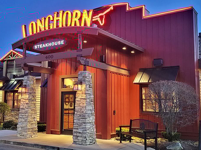 When the LongHorn sign glows at dusk, it's nature's way of saying "It's steak o'clock somewhere."