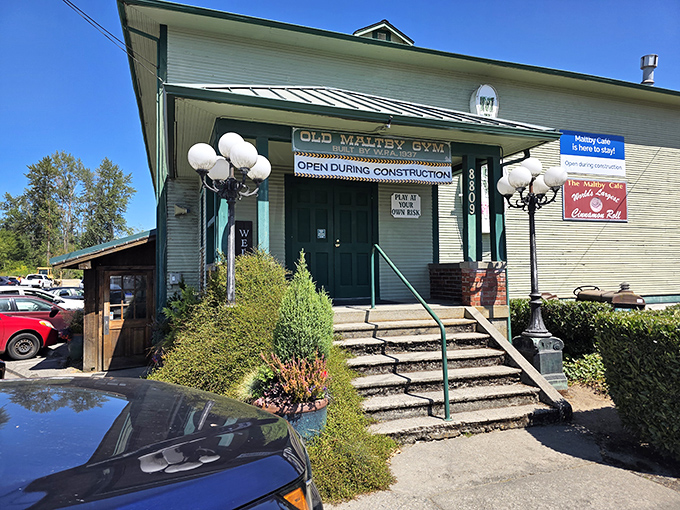 When a building looks this authentically aged, you know the pancakes inside have serious character too.