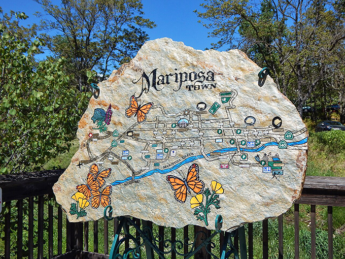 Butterflies and history collide on this artistic stone map&mdash;navigation that doubles as a photo op!
