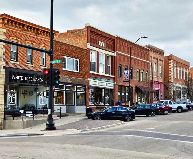 Brick buildings and wide sidewalks create the ideal setting for afternoon walks and friendly neighborhood conversations.