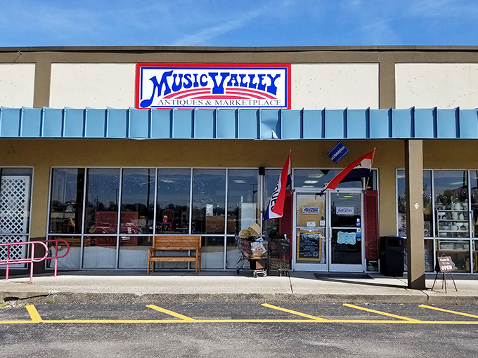 Blue and white never looked so inviting - this storefront promises adventures in every aisle inside.