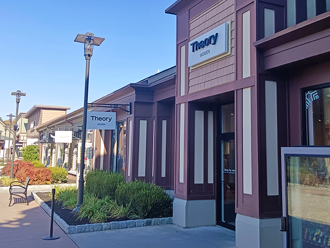 Mountain views frame this intimate outlet center where quality beats quantity every single time.