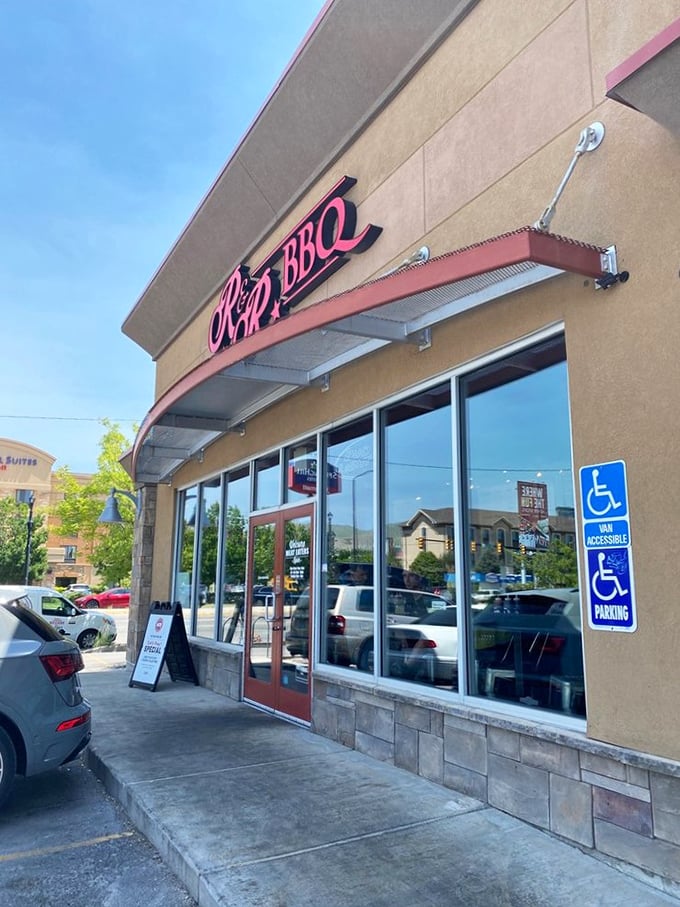 Clean lines and that bold red sign&mdash;R&R BBQ knows first impressions matter. What waits inside matters even more!