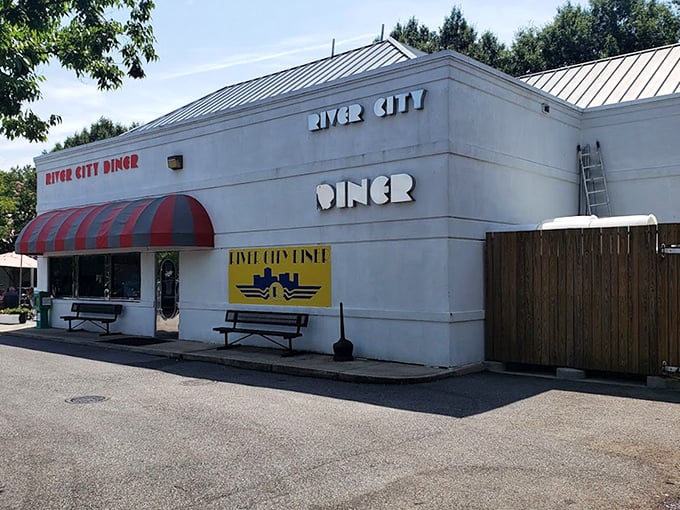 Those stripe awning promise dining bliss with your perfectly prepared breakfast feast.