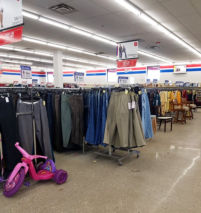 Racks of possibility await inside – where one person's "not anymore" becomes another's "just what I needed!"