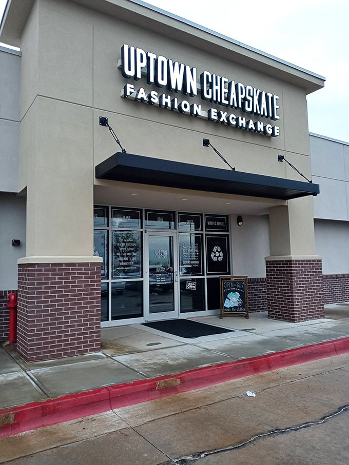 The clean lines and modern signage hint at the curated experience inside. Not your grandma's thrift store!