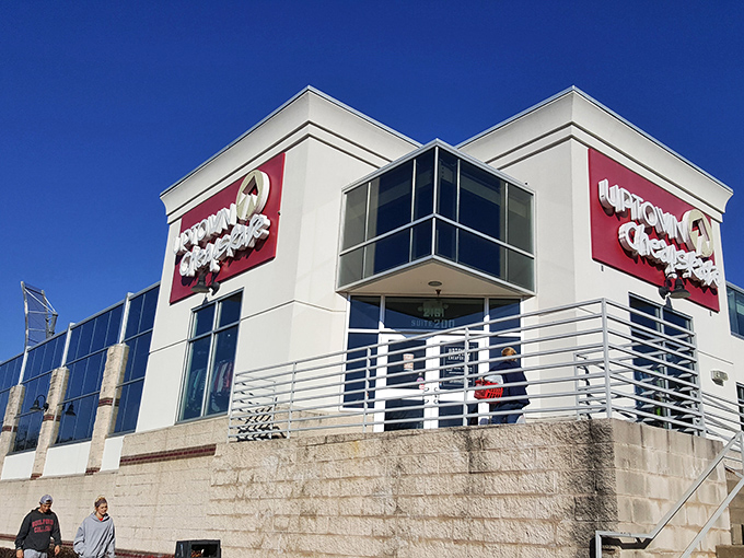 Architectural angles and clean lines make this Uptown Cheapskate location feel more boutique than bargain basement.