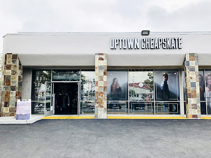 Uptown Cheapskate's stylish exterior hints at the fashion-forward finds within. Even the storefront looks like it belongs in a trendy shopping district!