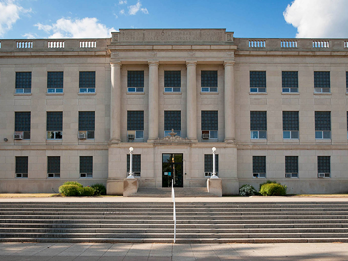 The stately Barnes County Courthouse in Valley City watches over the community with dignified permanence.