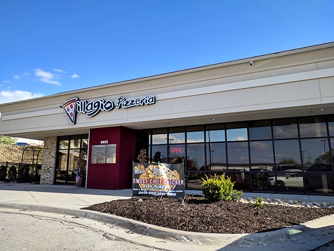 Clean lines and inviting windows at Villagio promise pizza that's both traditional and forward-thinking. The best of both worlds!