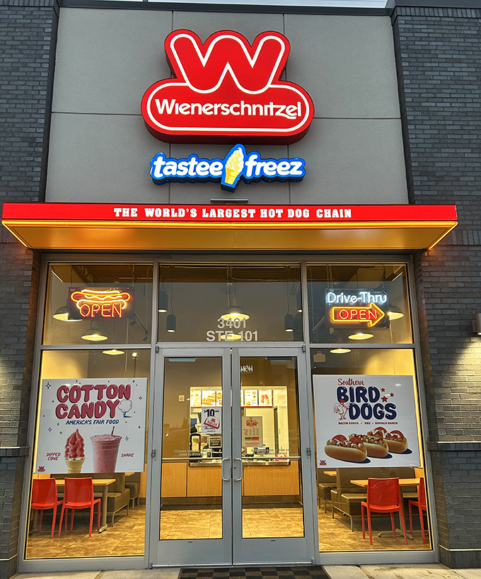 Those bright windows invite you in to explore a world where hot dogs are taken seriously and options are gloriously endless.