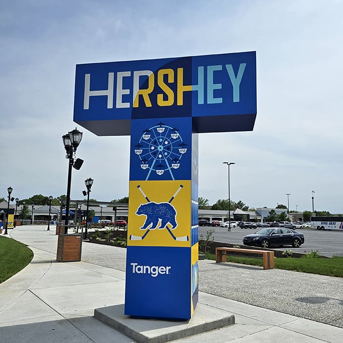 That iconic Hershey blue welcomes shoppers to Tanger Outlets&mdash;the perfect dessert after a day of chocolate-themed adventures.