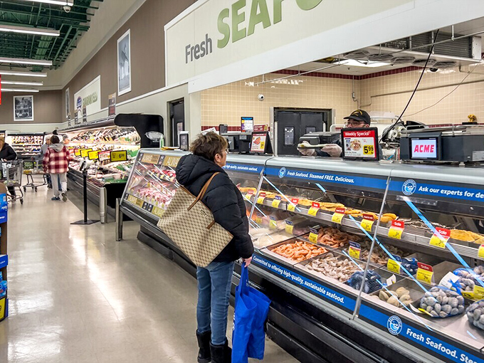 Fresh seafood counters at local markets showcase the day's catch, where shopping becomes a conversation with knowledgeable staff about tonight's dinner possibilities.