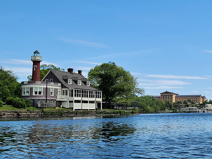 Sunlight dancing on water, historic architecture on display&mdash;this view along the Schuylkill might make you forget you're in a major city.