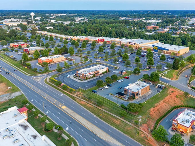 From above, Mooresville's commercial district reveals itself as surprisingly organized&mdash;like your kitchen junk drawer if Marie Kondo got hold of it.