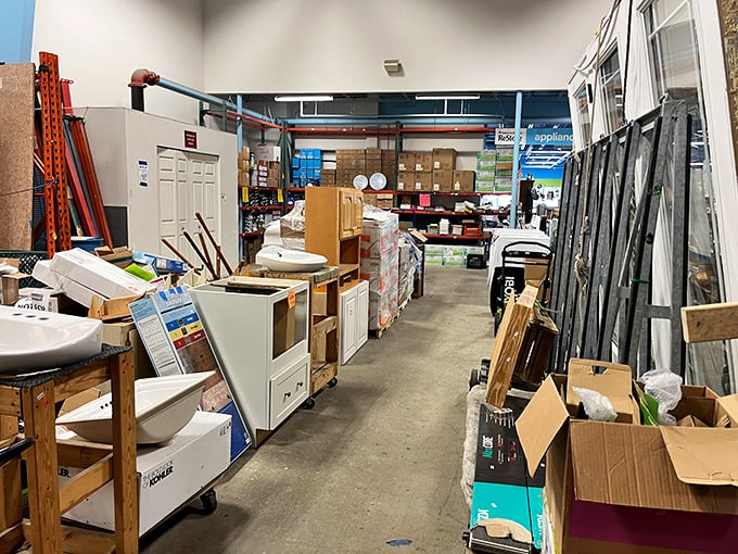 Knickknacks and treasures line these shelves, each item whispering "Take me home!" to passing bargain hunters.