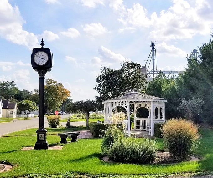 Arcola Rotary Park's gazebo and vintage clock create a Norman Rockwell scene where you half-expect to hear a barbershop quartet.