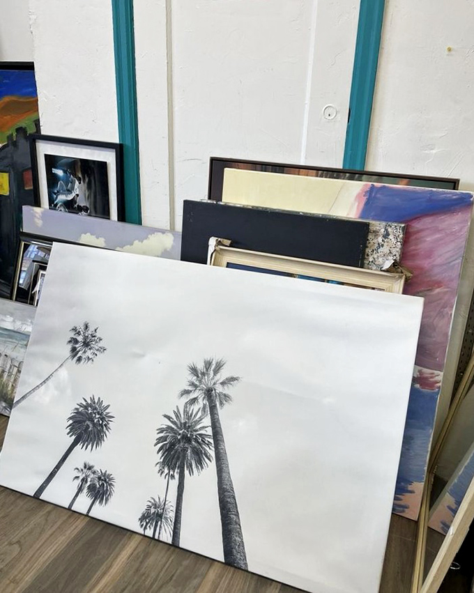 Beyond clothing, the art section offers everything from classic palm tree prints to abstract pieces that might just be your next conversation starter.