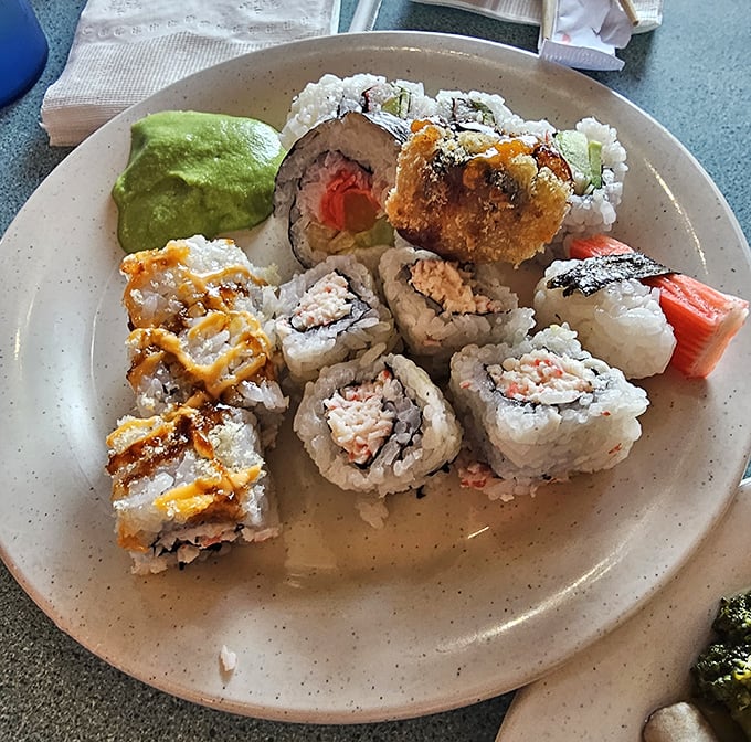 The star of the show! These California rolls and nigiri would make coastal sushi chefs nod in respectful approval.
