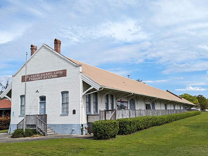 The Atlantic Coast Line Freight Station whispers stories of a bygone era when trains were the internet of their day, connecting small towns to the wider world.