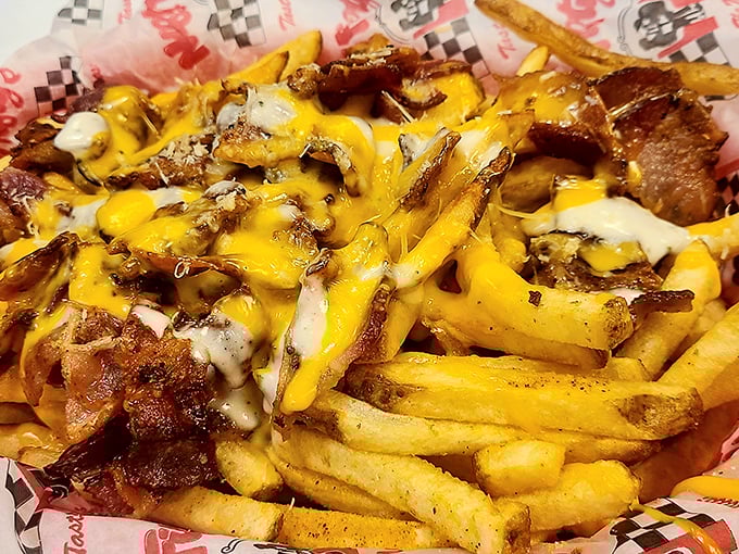 Cheese fries that require a commitment of both heart and napkins. The perfect food for when you've decided today isn't the day to start that diet.