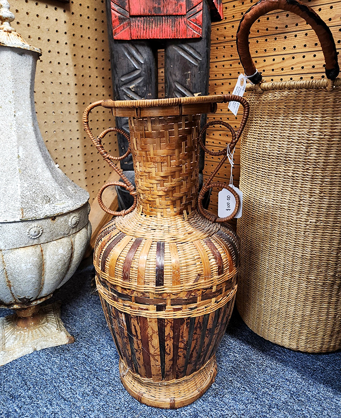 This intricately woven bamboo vase has probably seen more dinner parties than most of us. Imagine the stories it could tell!