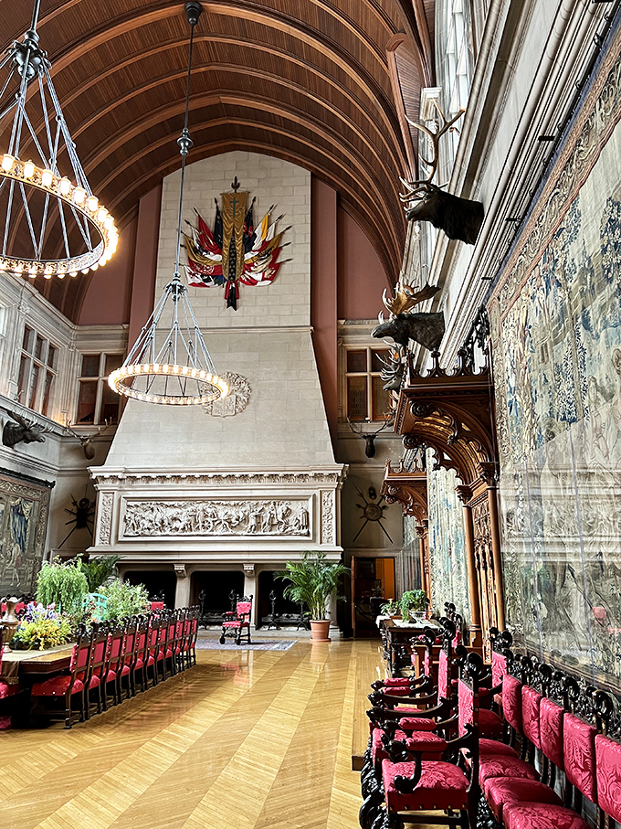 The Banquet Hall's soaring ceiling and massive fireplace could make even Thanksgiving dinner with your opinionated relatives feel regal. 