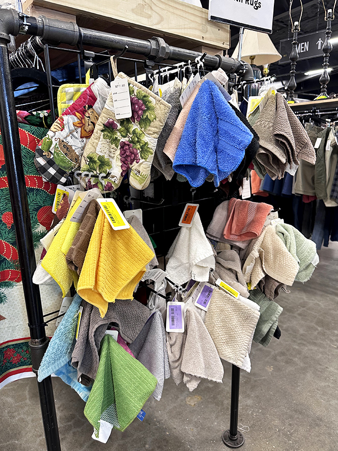 The textile rainbow that proves one person's "meh" is another's "magnificent!" These vibrant kitchen and bath linens are ready for their second act.
