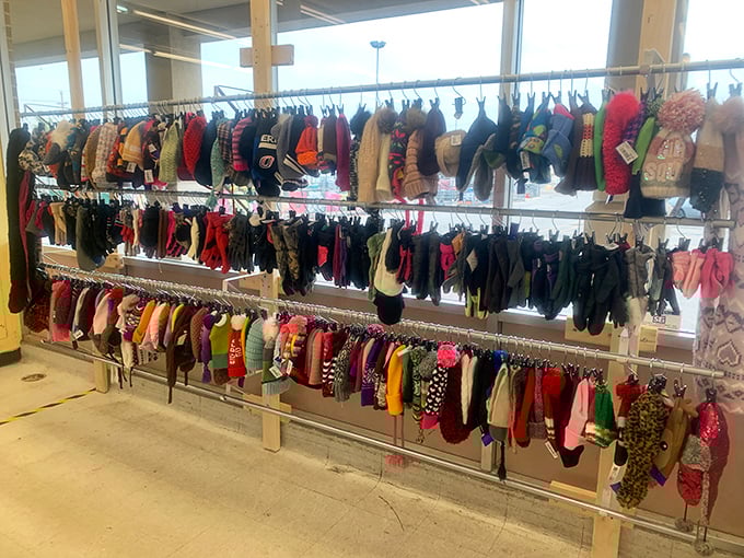The children's clothing section: where tiny fashionistas get outfitted for pennies on the dollar. These racks hold more potential first-day-of-school outfits than a department store catalog.