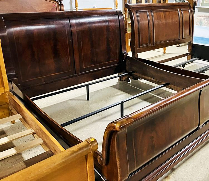 Sleigh beds fit for royalty at commoner prices – proving secondhand doesn't mean second-rate in the furniture department.