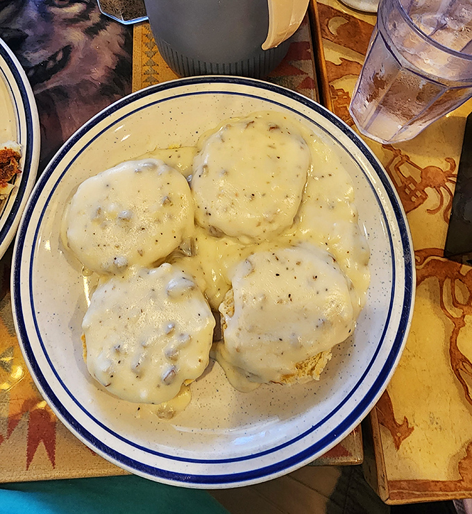 Biscuits smothered in creamy sausage gravy&mdash;the breakfast equivalent of a warm hug from your favorite grandparent on a chilly morning.